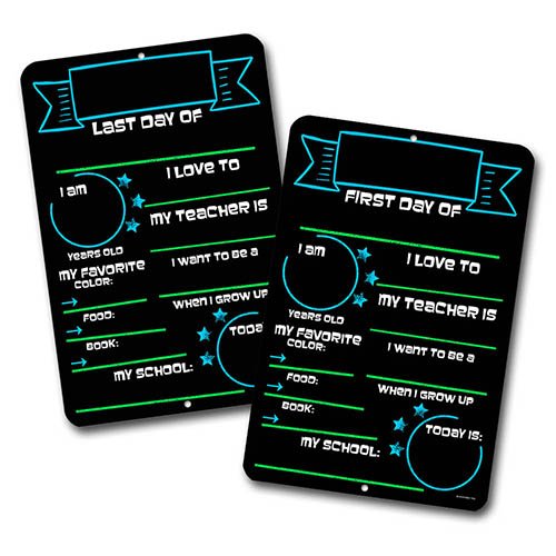 Reusable Photo Prop Signs First & Last Day of School Chalkboard Style ...